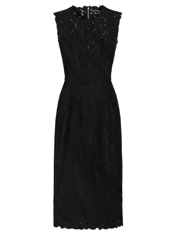 Dolce & Gabbana Lace Sleeveless Midi Dress - Black