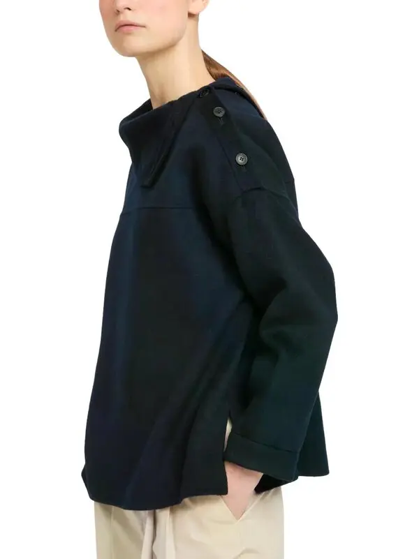 YVES SALOMON Asymmetric-neck Sweater - Blue