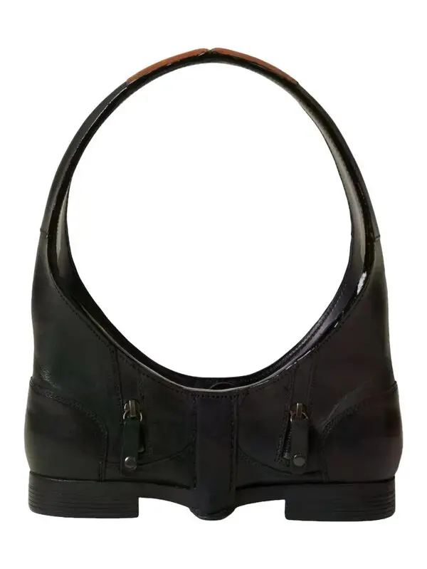 EDEN TAN Heel-detail Leather Tote Bag - Black