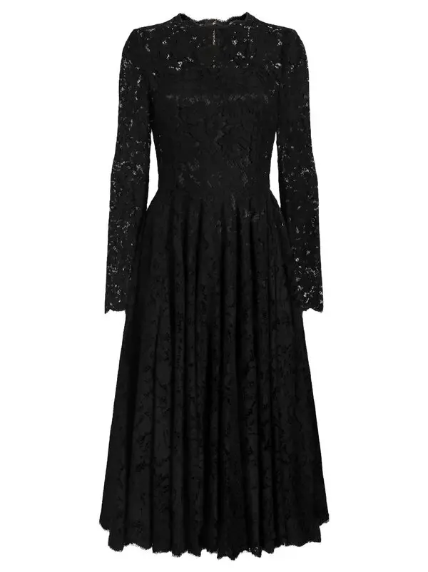Dolce & Gabbana Lace Long-sleeve Midi Dress - Black