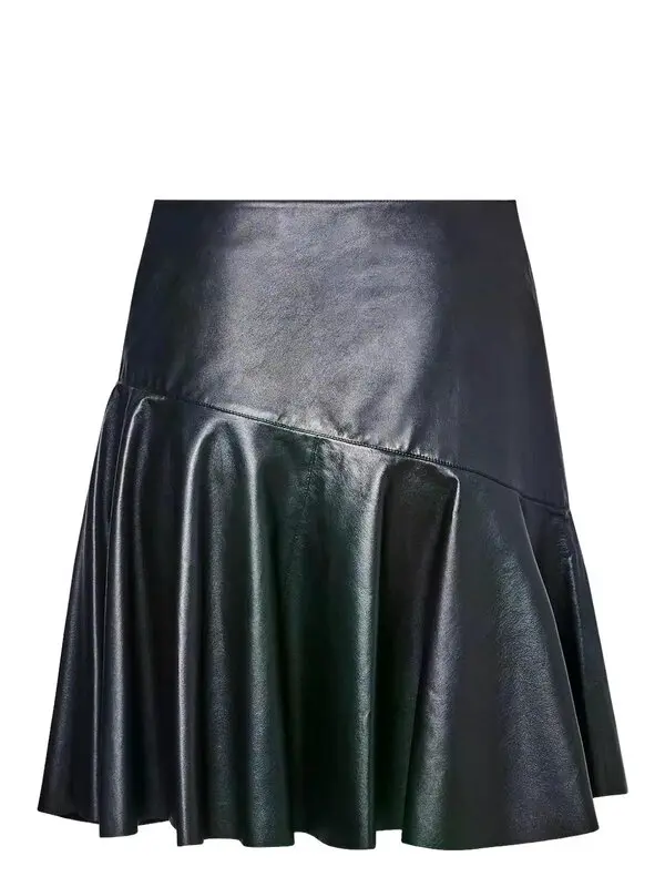 YVES SALOMON Panelled Leather A-line Skirt - Black