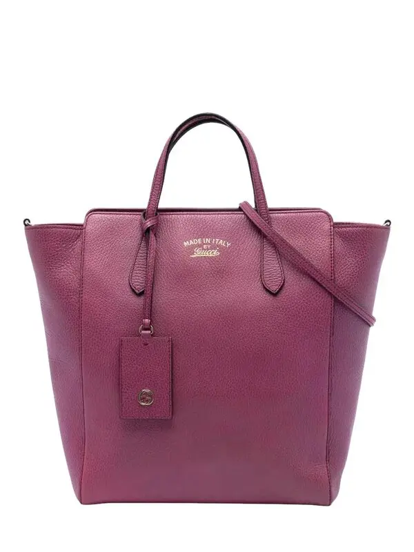 Gucci Leather Swing Convertible Tote - Purple