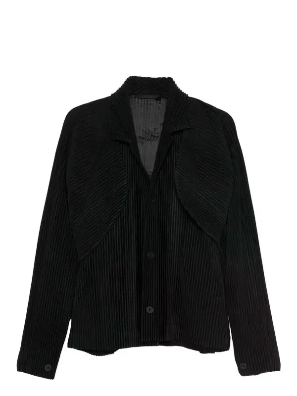 Issey Miyake Pleated Cropped Blazer - Black