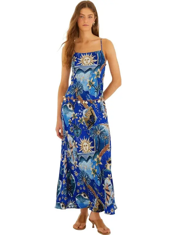 Farm Rio Mystical Lenzing™ Ecovero™ Viscose Maxi Dress - Mystical Blue