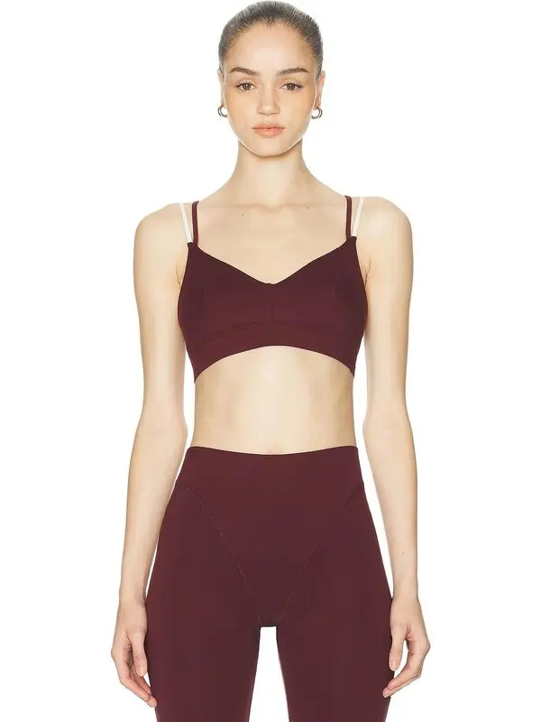 NORBA Strappy Bralette In Burgundy - Maroon