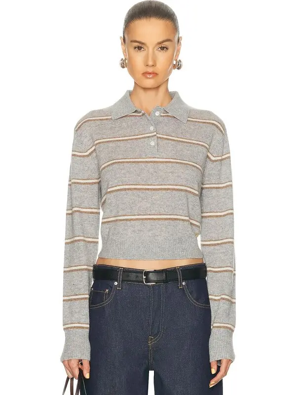 Eterne Barrett Cashmere Sweater - Heather Grey Stripe