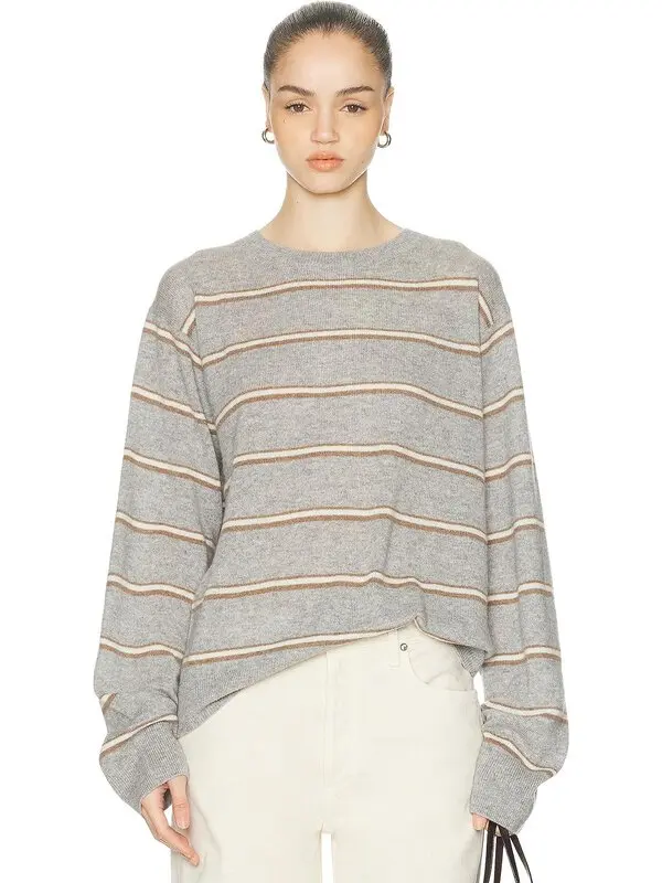 Eterne James Cashmere Sweater - Heather Grey Stripe