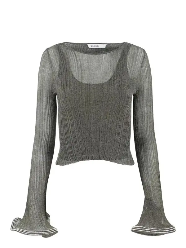 Simkhai Maebry Ruffled Ribbed T-shirt - Grey