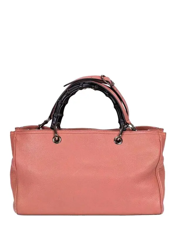 Gucci Leather Tote Bag With Bamboo Handle - Pink