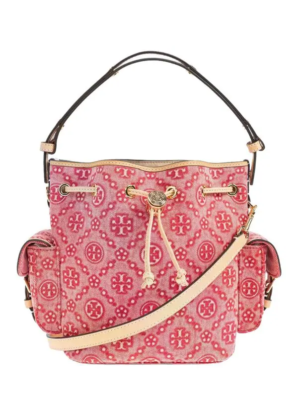 Tory Burch T Monogram Bucket Bag - Red