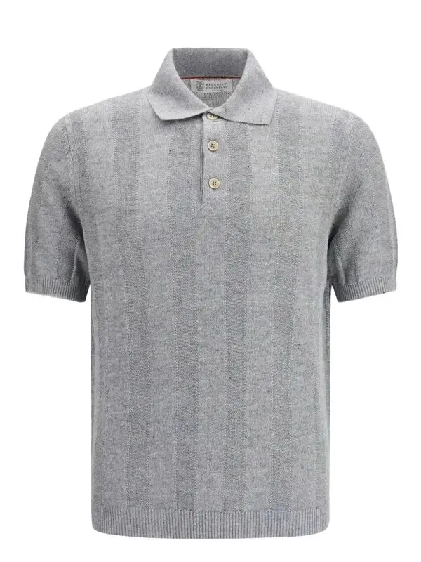 Brunello Cucinelli Ribbed Polo Shirt - Grey