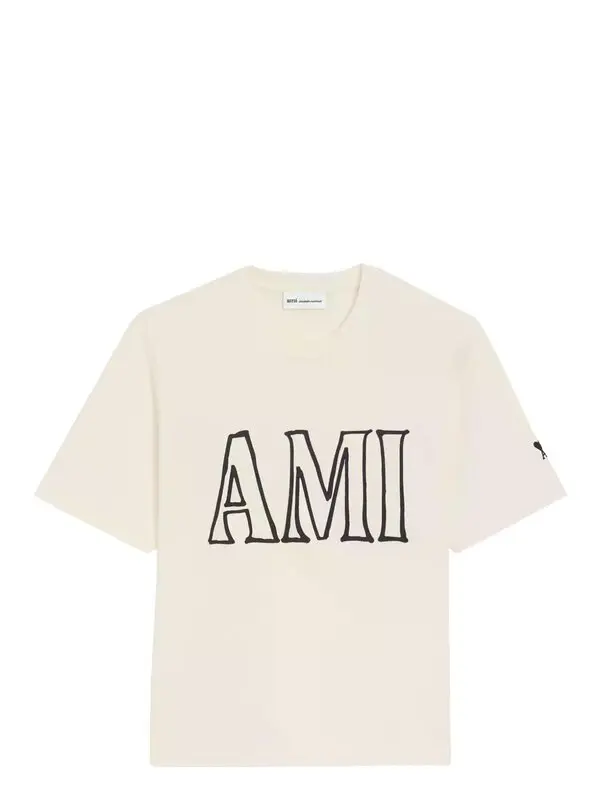 Ami Logo-print T-shirt - Neutrals