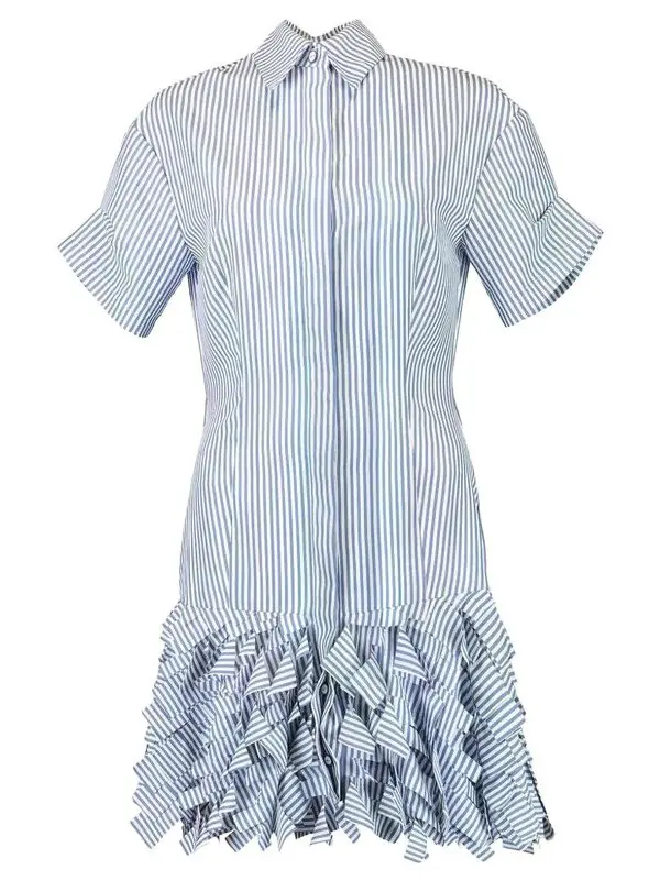Alexis Ema Ruffled Striped Mini Dress - Blue