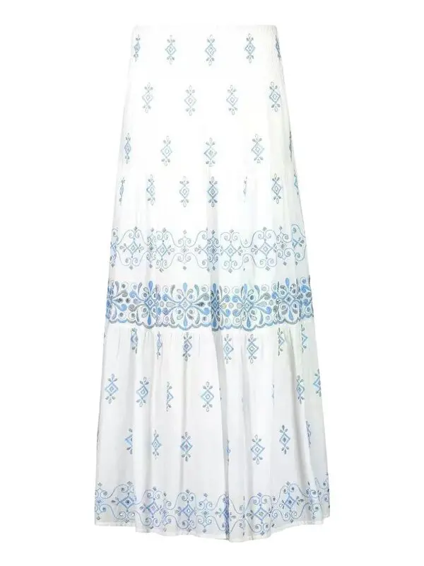 Temptation Positano Sorbetto Embroidered Midi Skirt - White