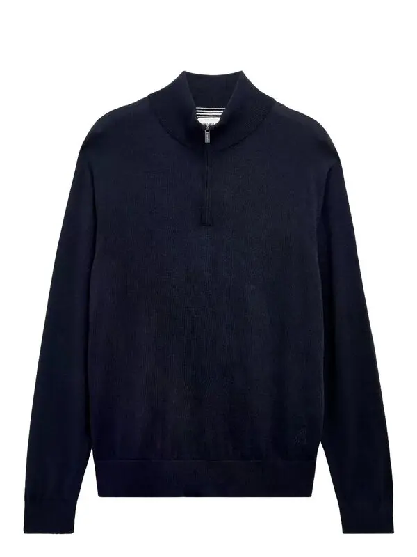 Pringle Of Scotland Quarter-zip Merino Wool Sweater - Blue