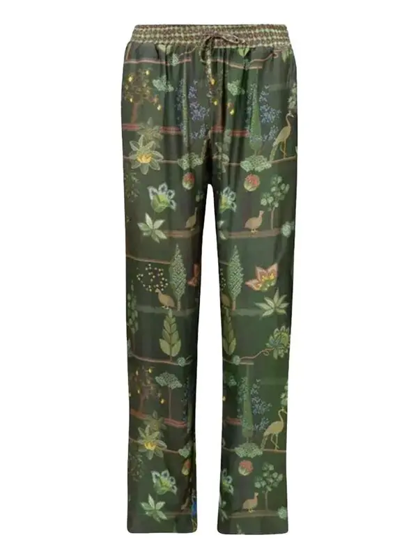 PIP STUDIO Floral Drawstring Trousers - Green