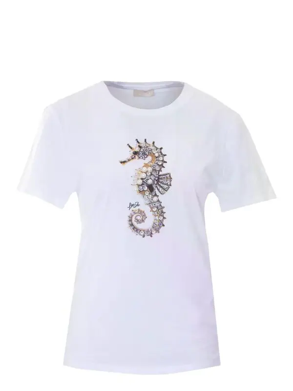 Liu Jo T-shirt With Crystal-embellished Seahorse Print - White