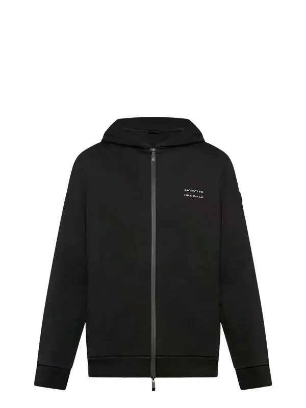 Moncler Hooded Zip-up Top - Black