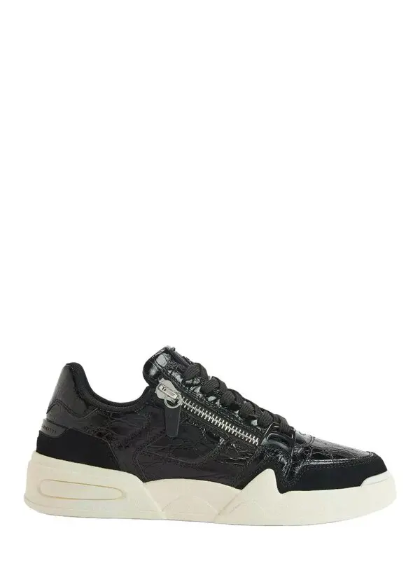 GIUSEPPE ZANOTTI Crocodile Print Zip Sneakers - Black