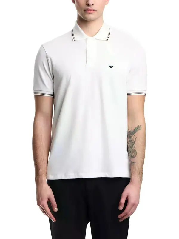 Emporio Armani Slim Fit Polo In Stretch Cotton Pique - White