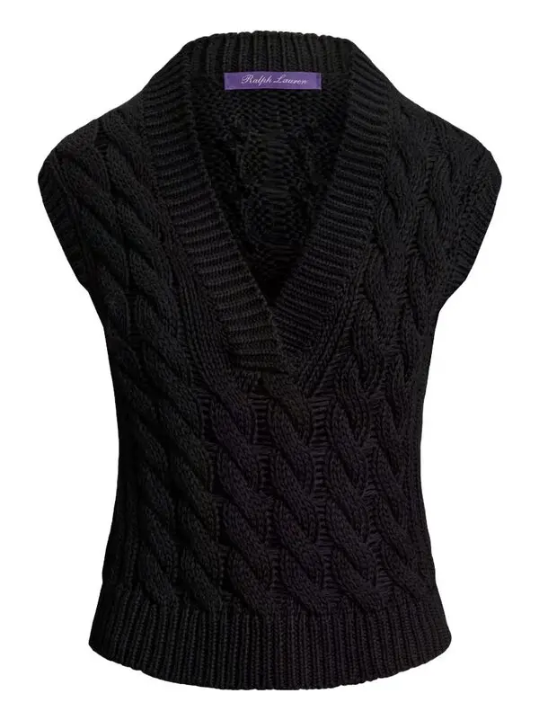 Ralph Lauren V-neck Cable-knit Top - Black