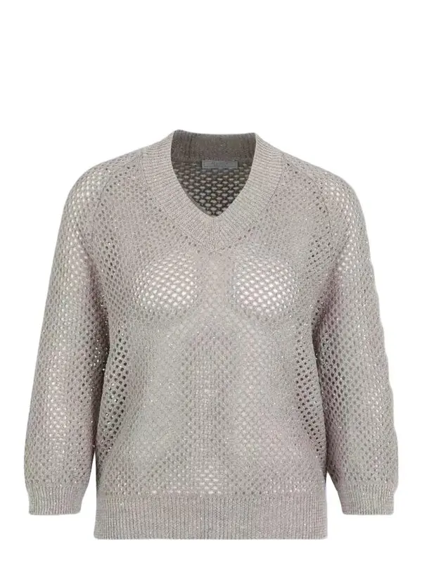 Peserico Open-knit V-neck Sweater - Grey