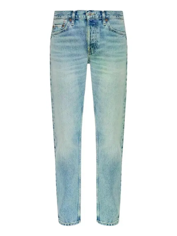 RE/DONE Buttoned Straight Leg Jeans - Blue