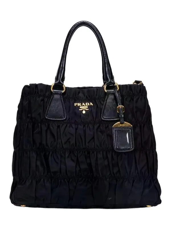 Prada Gaufre Tessuto Logo Tote Bag - Black