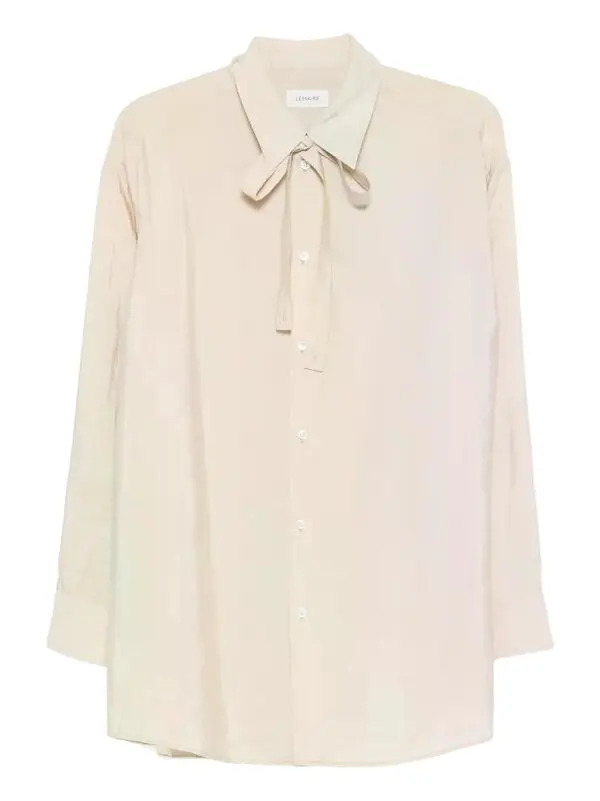 LEMAIRE Tie-neck Button-up Shirt - Neutrals