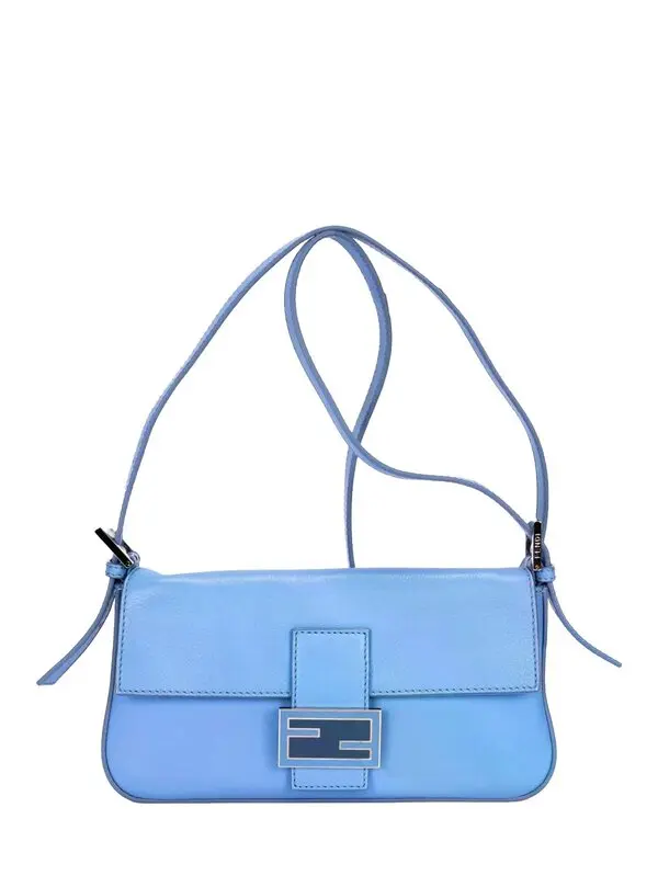 Fendi Leather Baguette Shoulder Bag - Blue