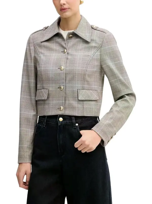 Guess Checked Cropped Jacket - Neutrals
