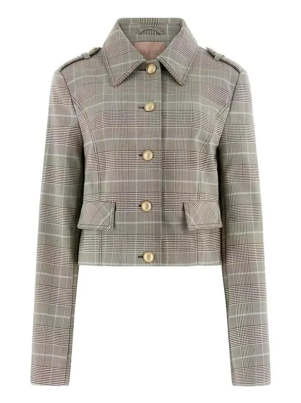 Guess Checked Cropped Jacket - Neutrals