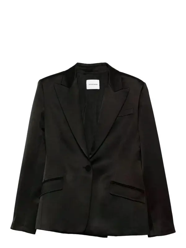 Andamane Single-breasted Blazer With Velvet Trim - Black