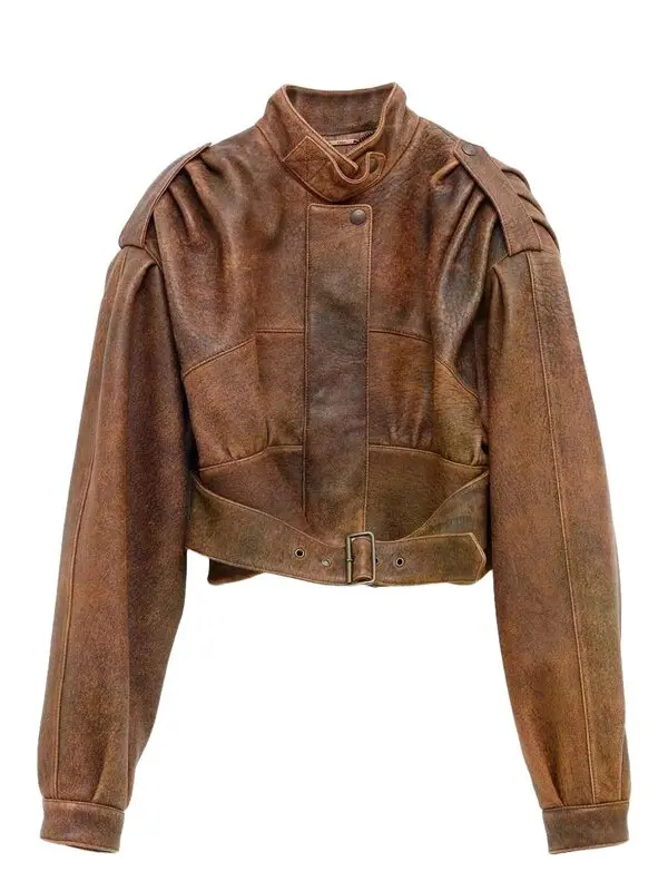 Chloé Buckled Leather Jacket - Brown