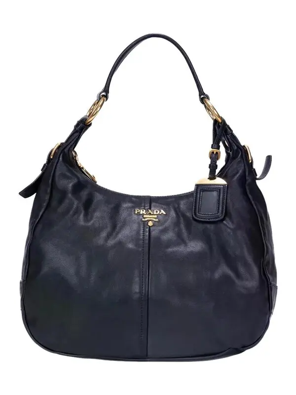 Prada Daino Leather Hobo Shoulder Bag - Black