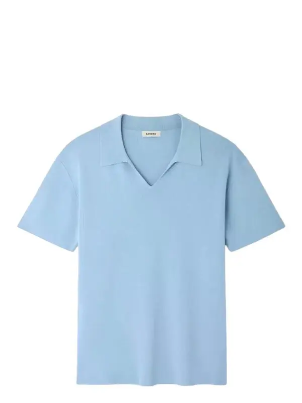 Sandro Stretch Knit Polo Shirt - Blue