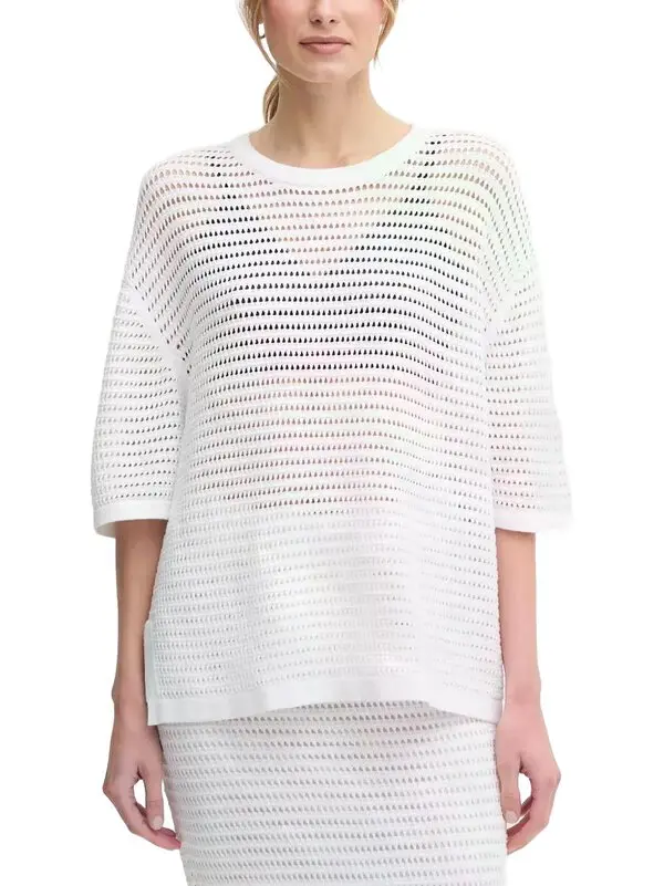 MARC AUREL Open-knit T-shirt - White