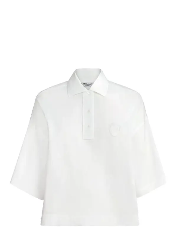 Brunello Cucinelli Stretch Cotton Piqué Polo Shirt With Logo - White