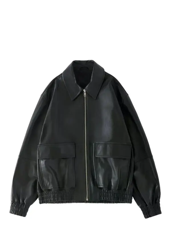 Studio Nicholson Piston Zip-up Leather Jacket - Black