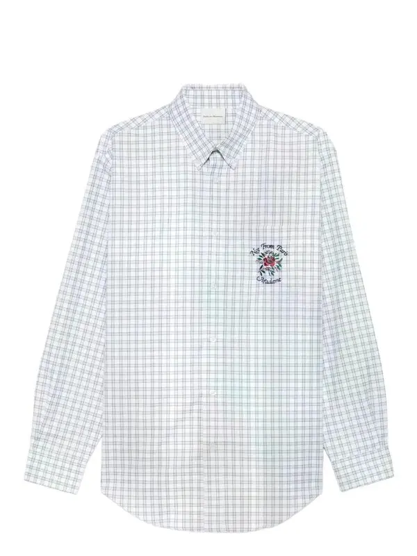 Drole De Monsieur Checked-pattern Logo-embroidery Shirt - White