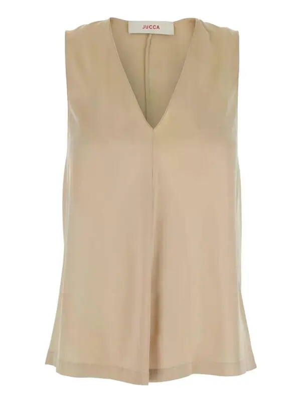JUCCA Sleeveless V-neck Top - Neutrals