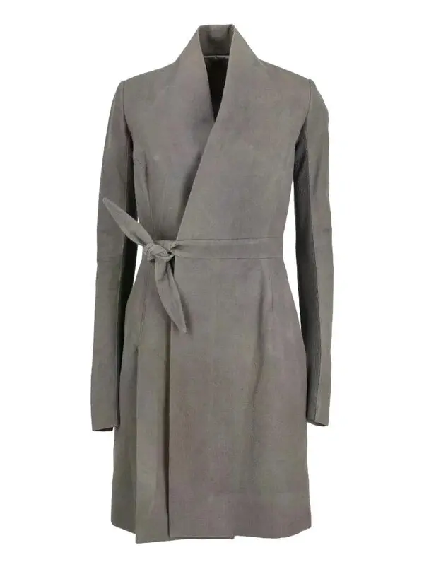 Rick Owens V-neck Belted Coat - Grey