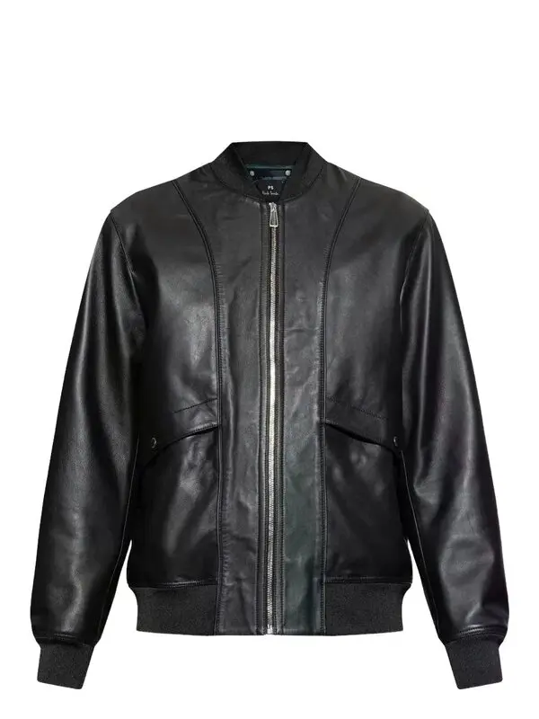 Paul Smith Zip-front Leather Jacket - Black