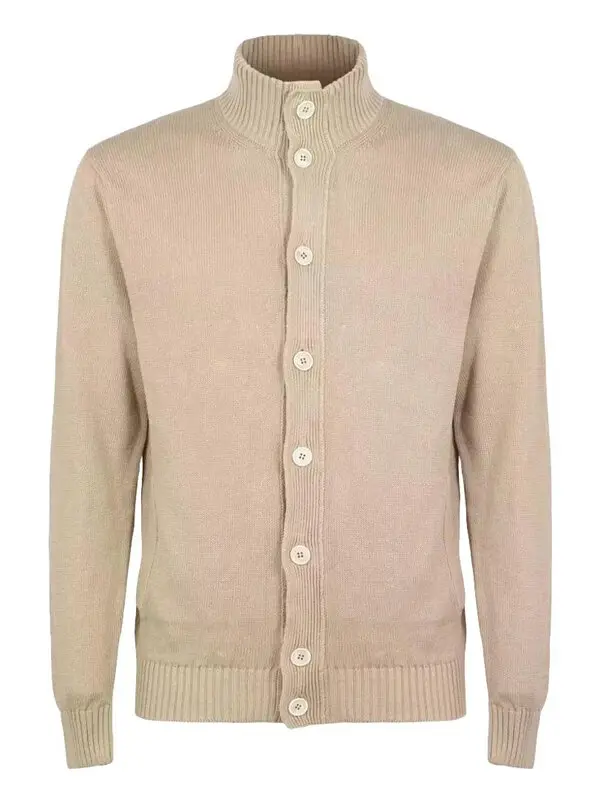 SLOWEAR High-neck Ribbed Cardigan - Neutrals