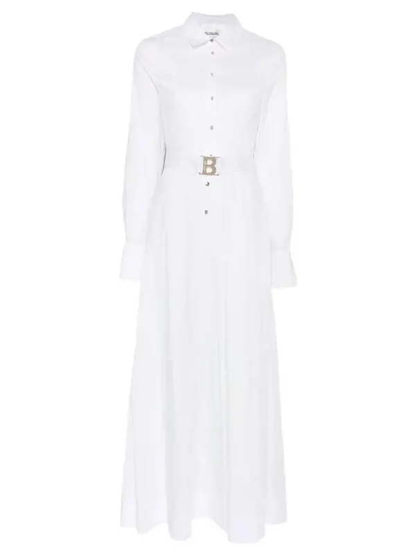 BLUGIRL Belted Collared Maxi Dress - White
