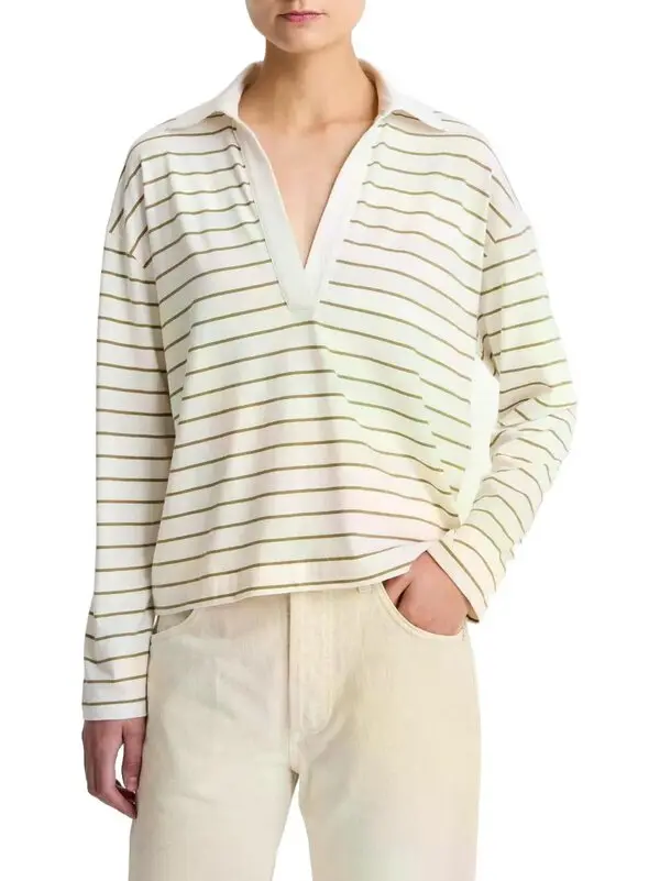 Vince Striped V-neck T-shirt - Neutrals