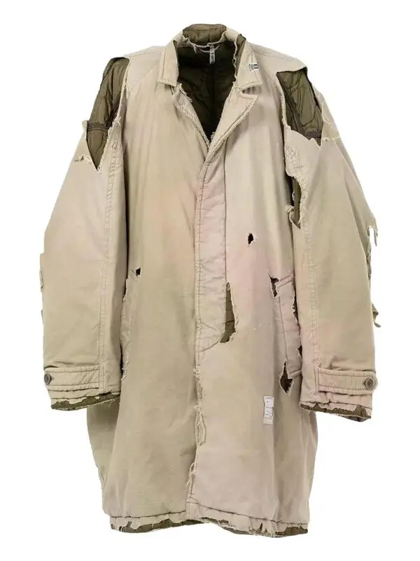 Mihara Yasuhiro Distressed Balmacaan Overcoat - Neutrals