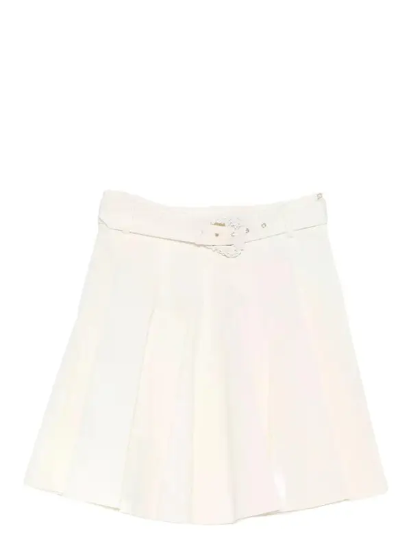 Versace Pleated Belted Skirt - White