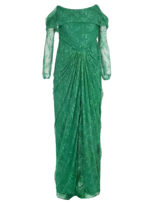 RHEA COSTA Ines Lace Maxi Dress - Green