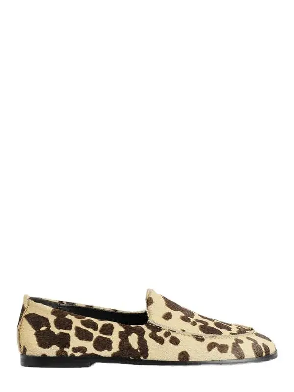 Cos Animal-print Pony Hair Effect Leather Loafers - Beige